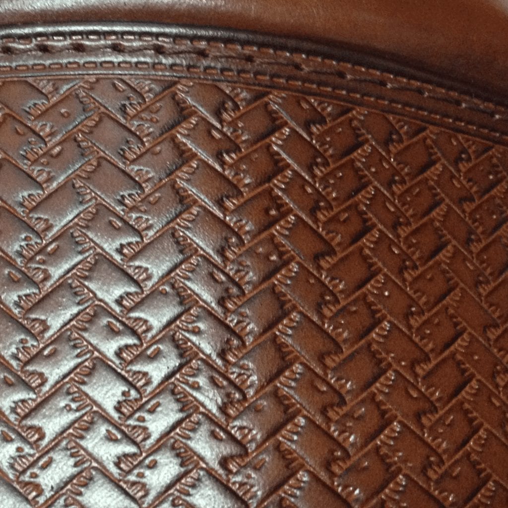 Brown Crosshatch Leather Pool Table Pocket Set | Games For Fun